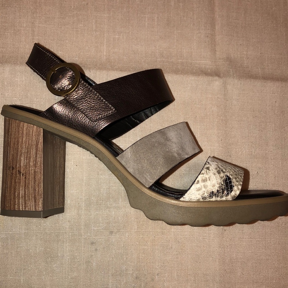 Hispanitas Suede Leather Mixed Buckle Sandals 38 - Gem
